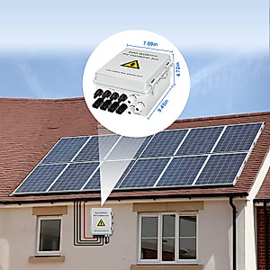 ECO-WORTHY 4 String PV Combiner Box with Lightning Arreste, 10A Rated Current Fuse and Circuit Breakers for On/Off Grid Solar Panel System