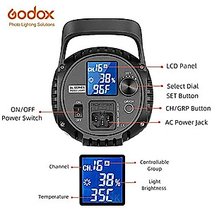 Godox SL-60W CRI 95+ LED Video Light SL60W White 5600±300K Version 60WS Bowens Mount Wirelessly Adjust Brightness, 433MHz Grouping System + Reflector