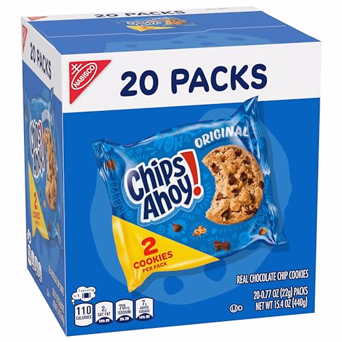 CHIPS AHOY! Original Chocolate Chip Cookies, 20 Snack Packs (2 Cookies Per Pack)