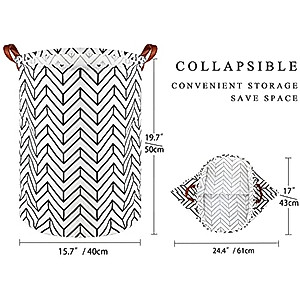 [2 Pack] Collapsible Laundry Basket, Large Round Waterproof Laundry Hamper, Foldable Storage Organizer with Leather Handles for Dirty Clothes (white)