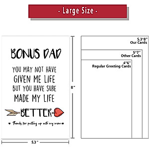 Ziwenhu Bonus Dad Fathers Day Card,Dad Birthday Gifts From Stepdaughter Stepson,Fathers Day Card for Stepdad,Thanks For Putting Up With My Mom Card