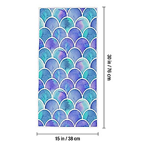 Mermaid Scale Hand Towel, Rainbow Mermaid Scale Face Towel Ultra Soft Highly Absorbent Decorative Guest Towels Fingertip Bath Towel for Bathroom Kitchen Hotel Home 30x15 Inch