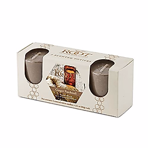 Root Candles 20-Hour Scented Beeswax Blend Votive Candles, 3-Count, Ginger Patchouli