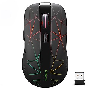Hengway Rechargeable Wireless Mouse 6 Keys,cyclic Illuminating Powered by Li-Polymer Battery,Optical Sensor,Nano USB Receiver,3-Stage DPI speeds for PC,Laptop,Tablet, MacBook etc(Firework Light)