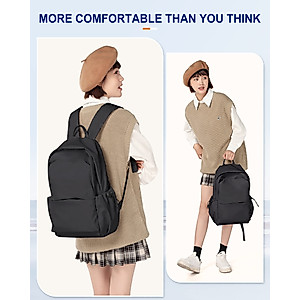 UPPACK Black Backpack For Women School Aesthetic Bookbag For Men Lightweight Gym Backpack High School Middle School Bag For Girls Boys Casual Daypack Laptop Backpack College