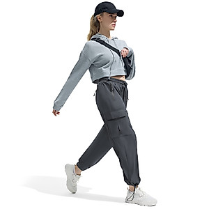 FARUNGS Quick Dry Cargo Pants Lightweight Tactical Hiking Pants with 5 Pockets for Women,Stretchy Waist and Water Resistant Grey