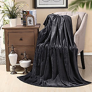 HYSEAS Flannel Fleece Throw Blanket Dark Grey - Super Soft Plush Microfiber Solid Blanket for Couch, Bed, Chair, Sofa - Fuzzy Cozy Lightweight - 50x60 Inch