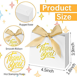 DECHISY 60 Pack Small Thank You Gift Bags, 4.5x1.8x3.9 Inch Mini Gift Bags with Ribbon, Baby Shower Favor Bags, White Thank You Bags, Party Favor Bags for Candy, Wedding, Bridal Showers, Birthday