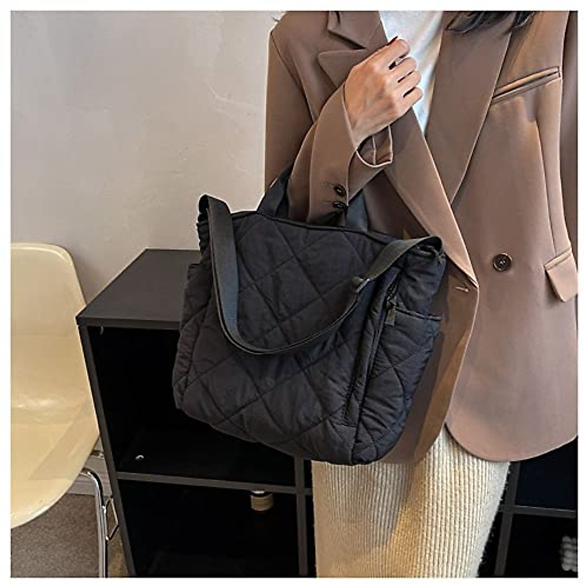 Lightweight Shoulder Bag Puffer Tote Bag for Women Quilted Hobo Bag Casual Handbags Nylon Padding Crossbody Bag