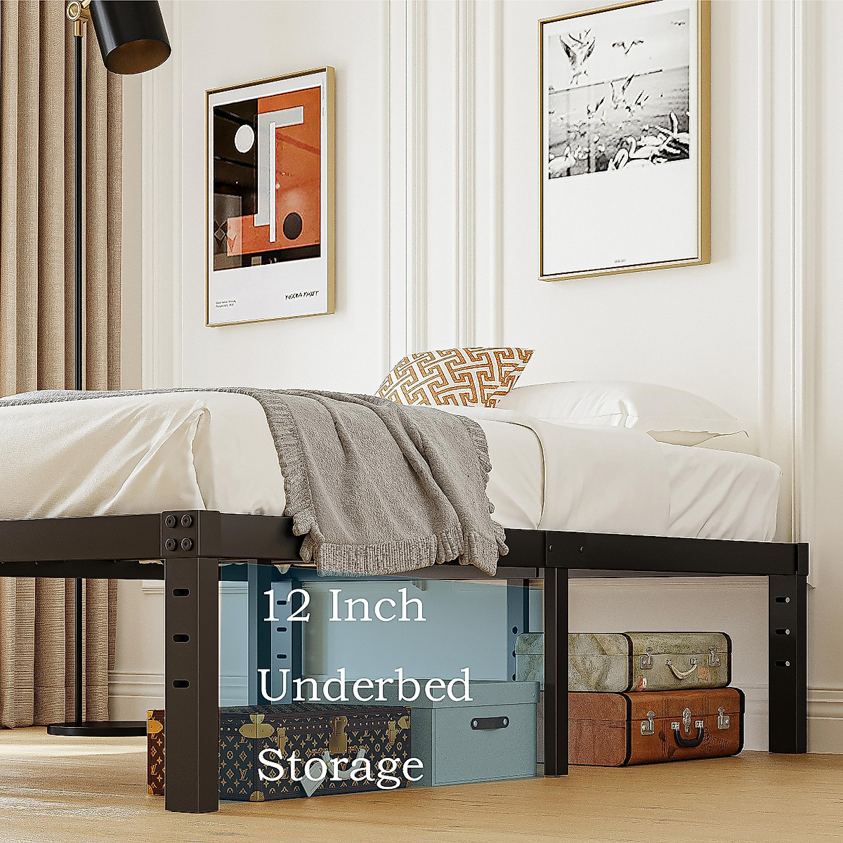 EZBeds Twin Bed Frame, 14 Inch Bed Frame Twin, Heavy Duty Twin Platform Bed Frame, No Box Spring Needed, Easy Assembly, Noise Free, Steel Slat Support, Black