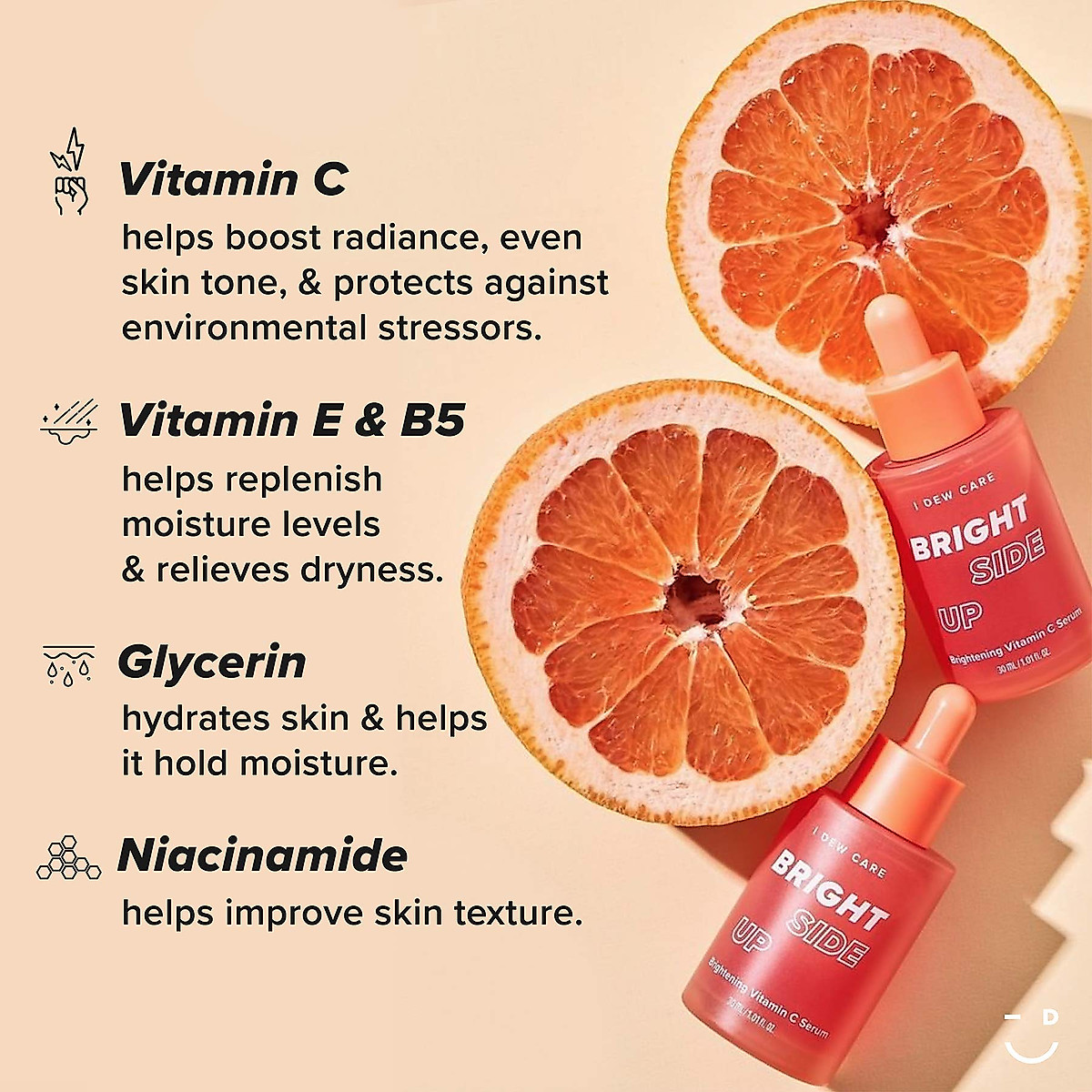 I DEW CARE Bright Side Up Brightening Vitamin C Serum with Niacinamide | Korean Skincare, Vegan, Cruelty-free, Paraben-free