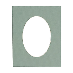 8x10 Mat Bevel Cut for 5x6 Photos - Precut Seafoam Green Oval Shaped Photo Mat Board Opening - Acid Free Matte to Protect Your Pictures - Bevel Cut for Family Photos, Pack of 1 Matboard Show Kit With