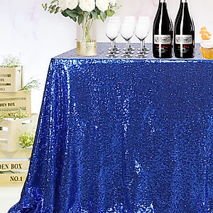 YMRZED Royal Blue Glitter Sequin Tablecloth - 60X85 Inch Rectangle Banquet Tablecloth Sparkly Tablecloth for Thanksgiving for Christmas