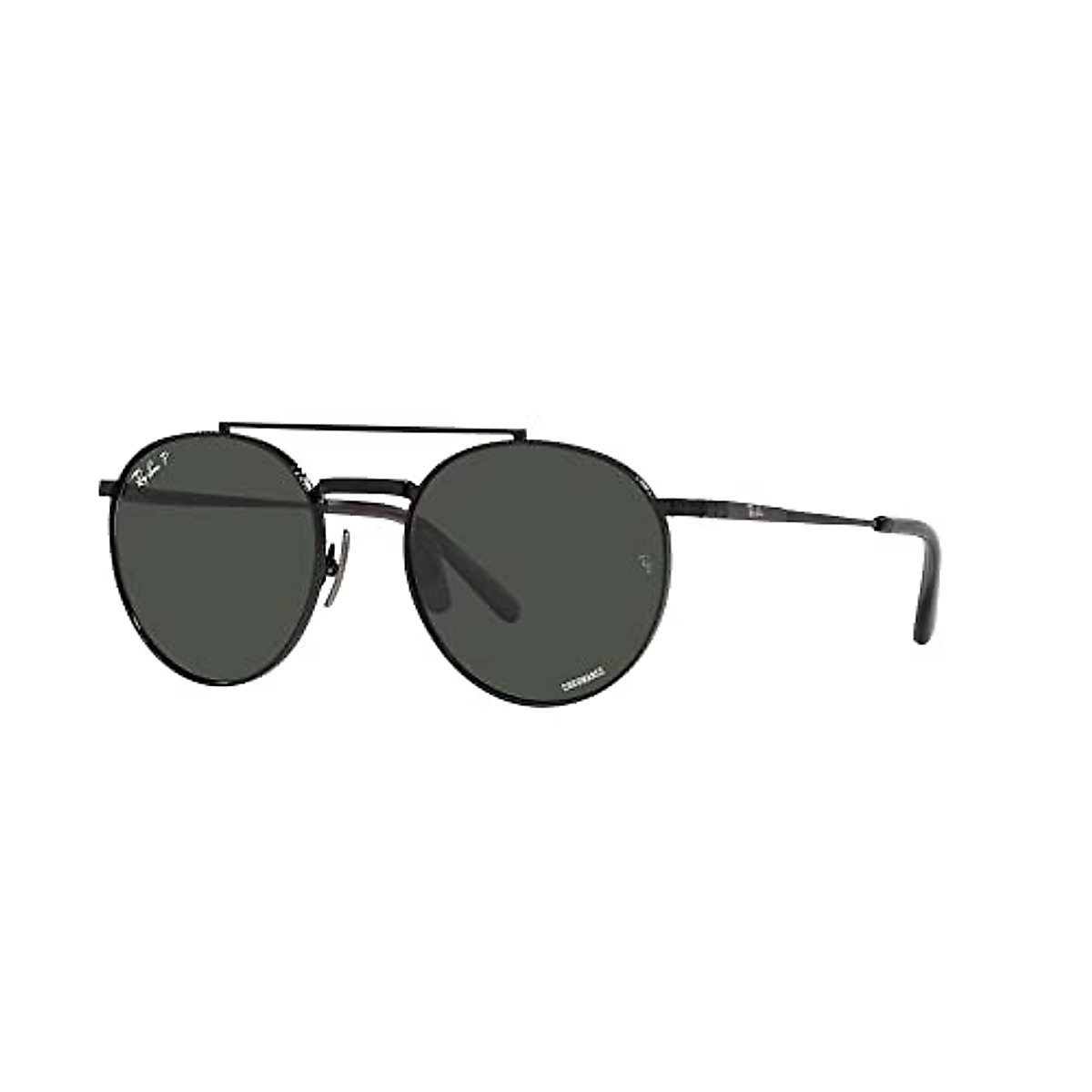 Ray-Ban RB8237 Round II Titanium Sunglasses, Black/Polarized Dark Grey, 50 mm