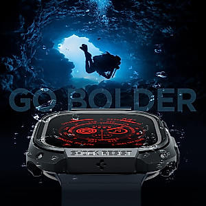 Spigen Tough Armor Designed for Apple Watch Ultra 2/Ultra Case 49mm Durable Full Coverage Apple Watch Ultra Case with Built-in Touch Sensitive Tempered Glass Screen Protector - Black