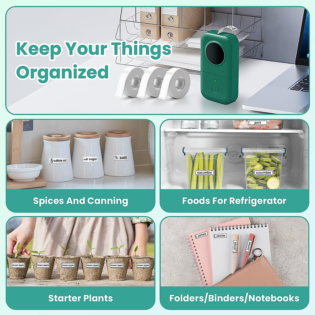 Label Maker - Thermal Smart Mini Label Printer Machine - COLORWING D30 Bluetooth Wireless Portable Labeling Printer, Compatible with iOS & Android (USB Rechargeable)