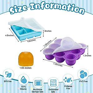 Hoolerry 4 Pcs Baby Food Storage Container Silicone Baby Food Freezer Tray with Clip on Lid, Baby Food Trays for Freezing for Freezing Baby Food Breast Milk Fruit Purees Vegetables