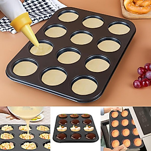 Doubay 12 Cup Muffin Pan - Nonstick Muffin Tins & Cupcake Pans for Baking - Superior Carbon Steel Coating - Safe to Use in 450F Oven - Ideal for Brownies, Cakes, Quiche - Dishwasher Safe