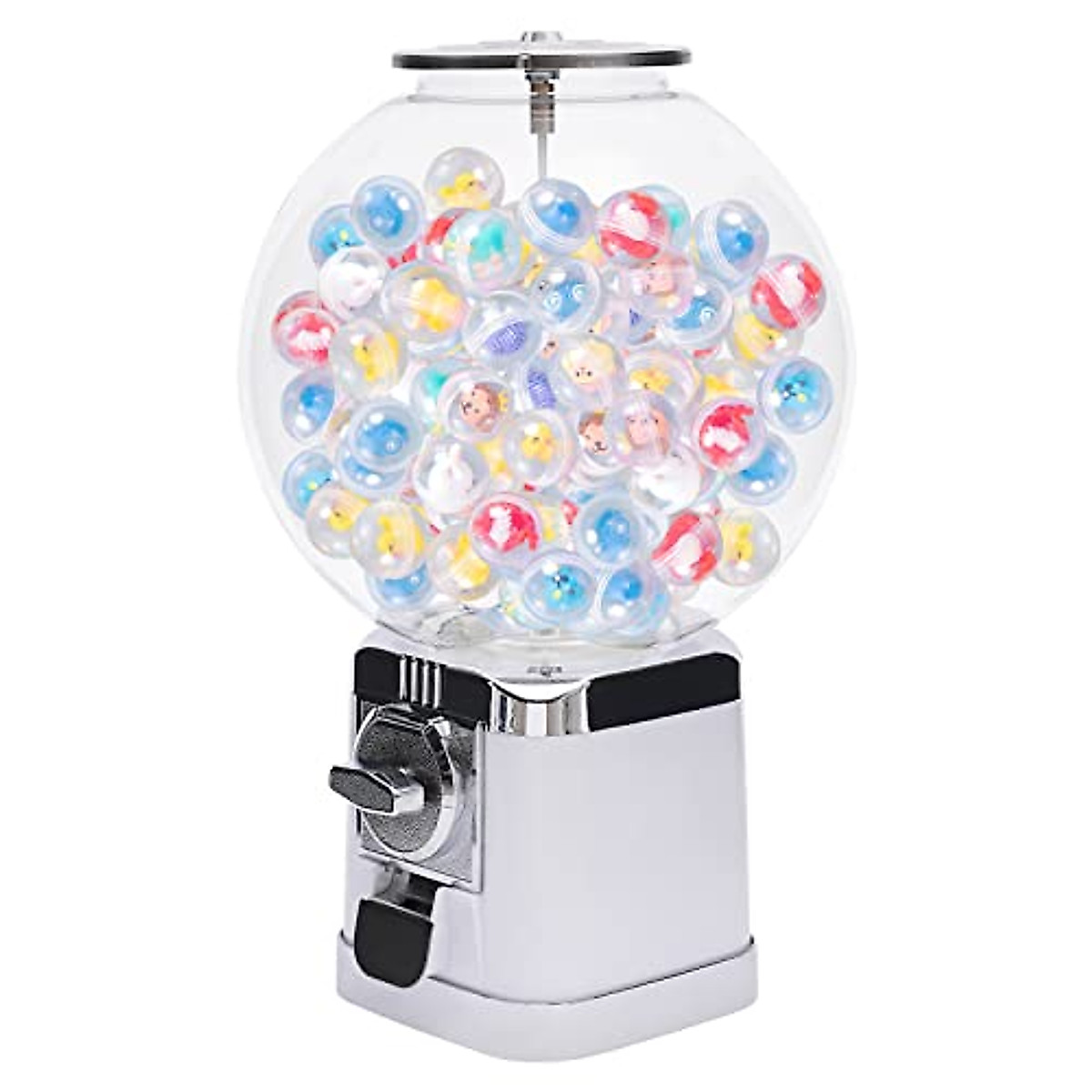 Gdrasuya10 Vending Machine, 18.11" Big Bubble Gumball Machine Lockable Candy Gumball Dispenser Machine Large Capacity Toy Vending Machine for 1.26inch Ball or Candy, White