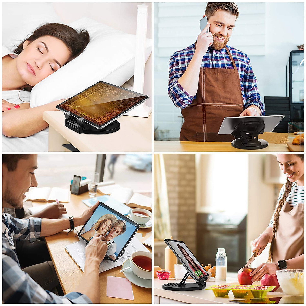 AboveTEK Tablet Stand, 360° Rotating Commercial iPad Stand, Swivel Design for Store Retail Office Bedside Showcase Reception Kitchen Home