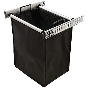 TAG Hardware Full Extension Pullout Laundry Hamper with Removable Bag(s) Matt Aluminum (18" Width - 1 removable large bag)