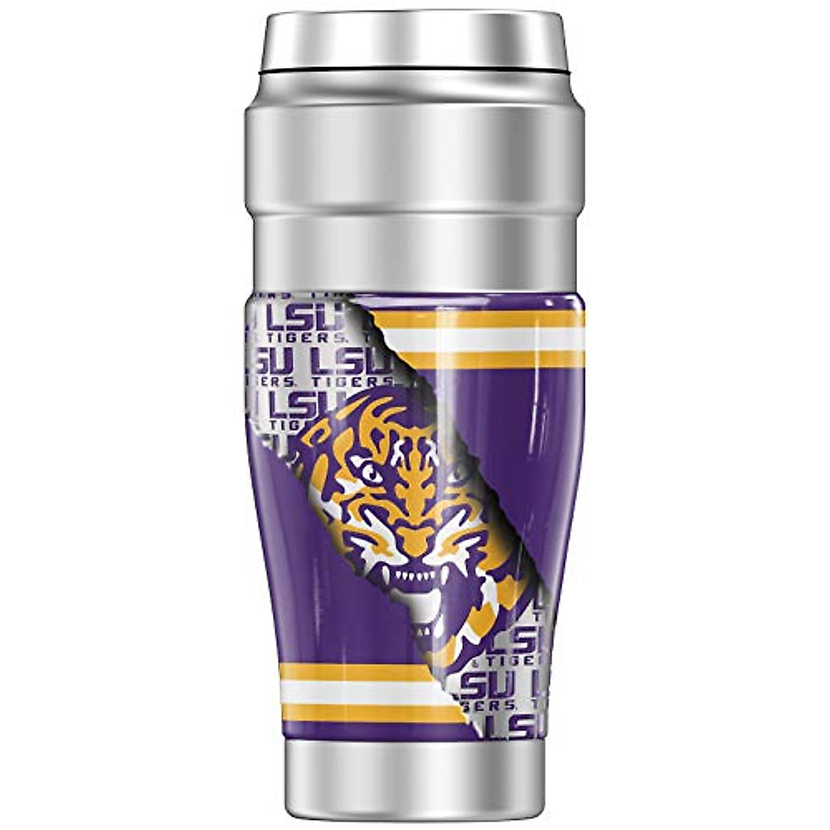 THERMOS LSU Tigers, Torn Tiger STAINLESS KING Stainless Steel Travel Tumbler, Vacuum insulated & Double Wall, 16oz