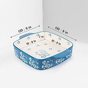 Wisenvoy Baking Dish 9x9 Baking Pan Ceramic Brownie Pan Casserole Dish 2-pecs Lasagna Pan Square Bakeware Sets Dish Pan
