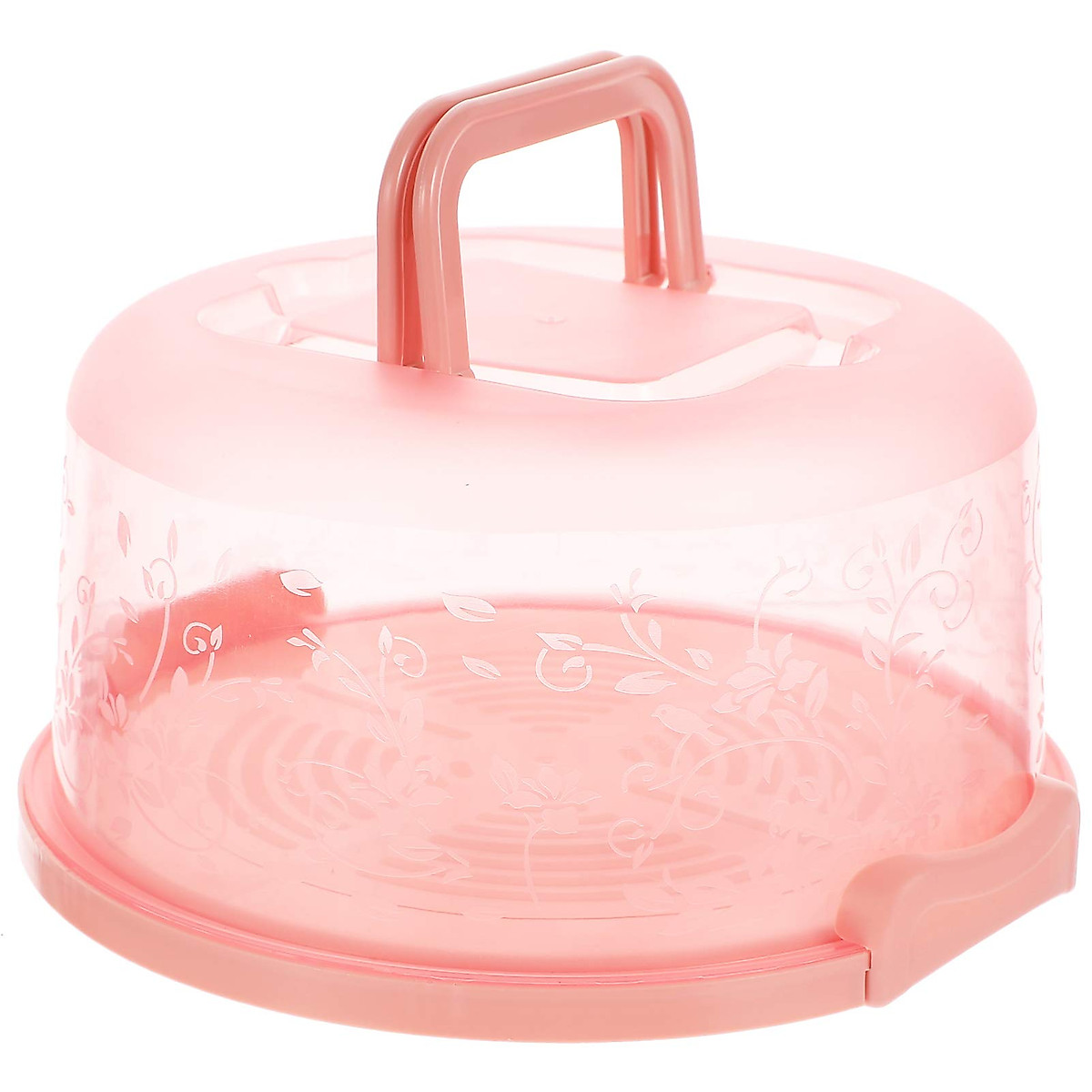 PAREKS Portable Round Cake with Handle Pie Saver Cupcake Container Carriers with Dome Lids Pink/1191
