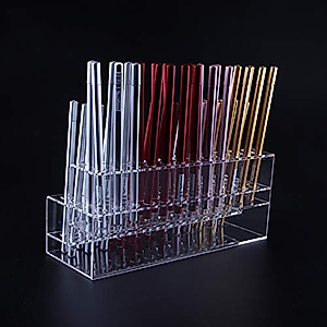 48 Holes Acrylic Pen Pencil Stand Holder Clear Stationery Storage Holder Pen Pencil Rack Makeup Cosmetic Brushes Storage Organizer Rack Eyebrow Pencil Shelf Makeup Tools Case Pen Pencil Display Tray