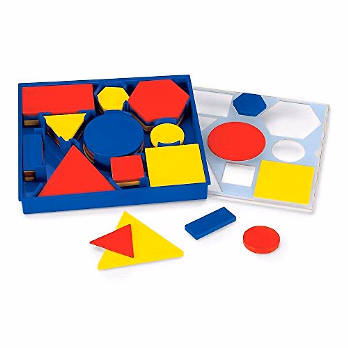 hand2mind Plastic Jumbo Attribute Blocks Student Kit, Geometry Set, Preschool Learning, Manipulatives for Preschool, Montessori Math, Home Schooling Materials Pre-K (Set of 60 Blocks)