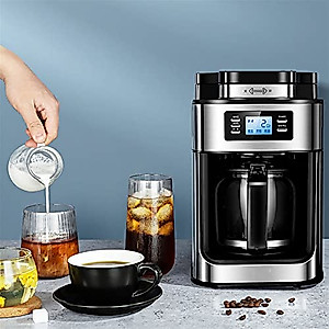 NDRFAWY Coffee Machines 1000W Coffee Maker Machine Home Automatic LED-display Bean Grinder Fresh Grinding American Espresso Coffee Tea Milk 1.2L
