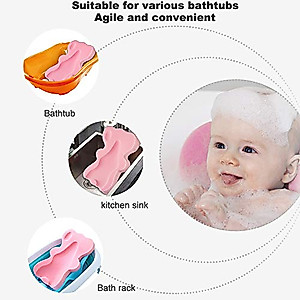 HALLO Soft Infant Bath Sponge Skid Proof Baby Bath Mat Newborn Odor Free (Pink)
