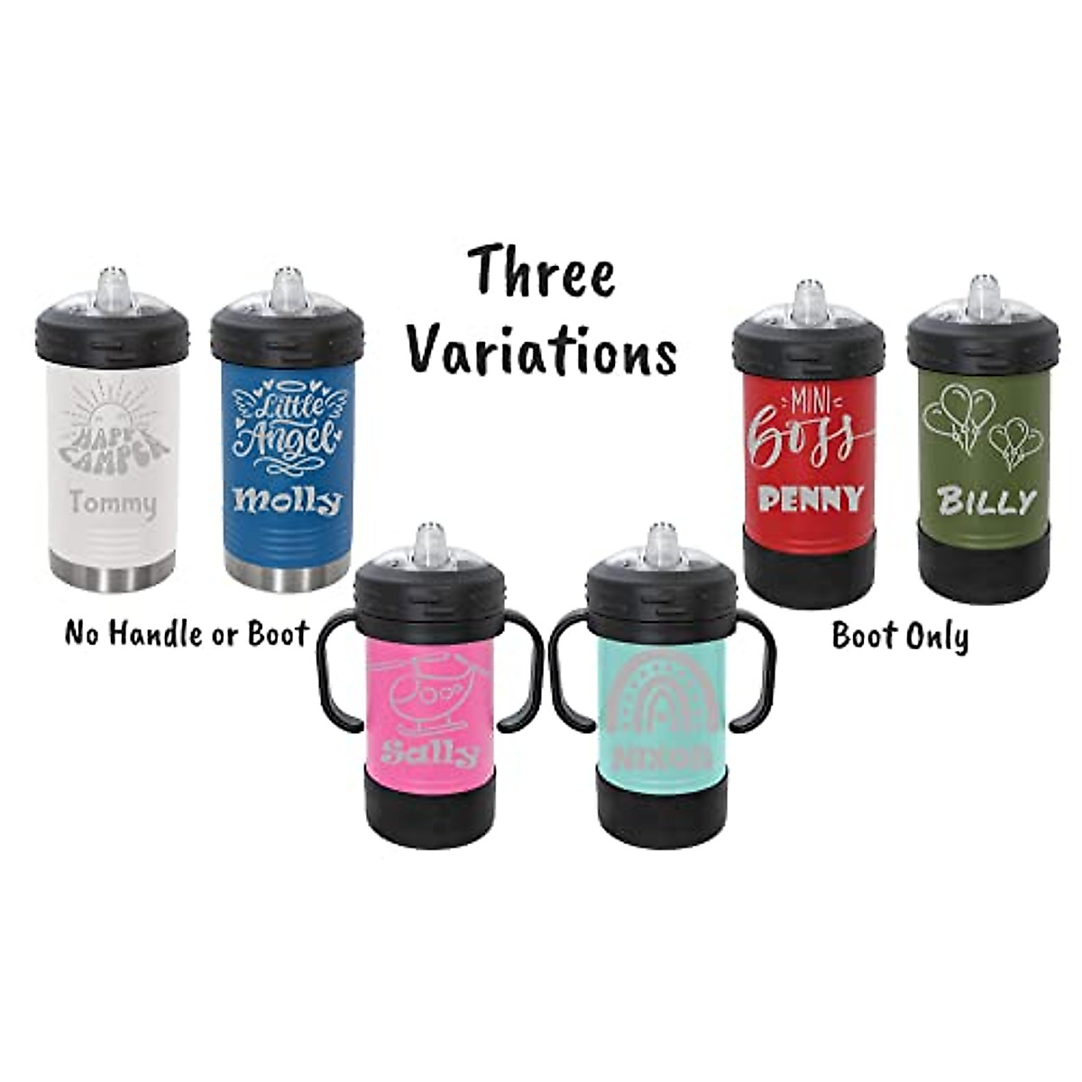 OEZZO Customized Stainless Steel Sippy Cups, Personalized Kids Tumblers with Handle, Reusable Infants and Toddler Cups