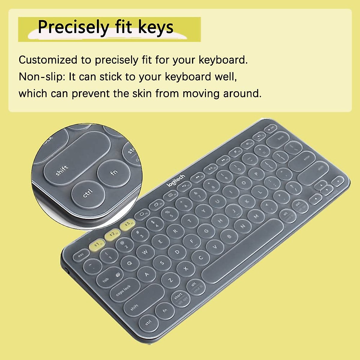 Silicone Keyboard Cover Skin for Logitech K380 & 2023 Pebble Keys 2 K380S Combo for MAC Bluetooth Multi - Device Ultra Thin Protective Keyboard Cover Skin
