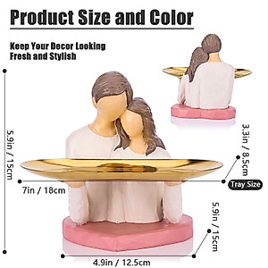XMGZQ Cozy Couple Key Tray,Couple Statue with Tray,Couple Figurines Key Bowls for Entry Table,Wedding Gift for Couple,Personalized Wedding Gifts for The Couple