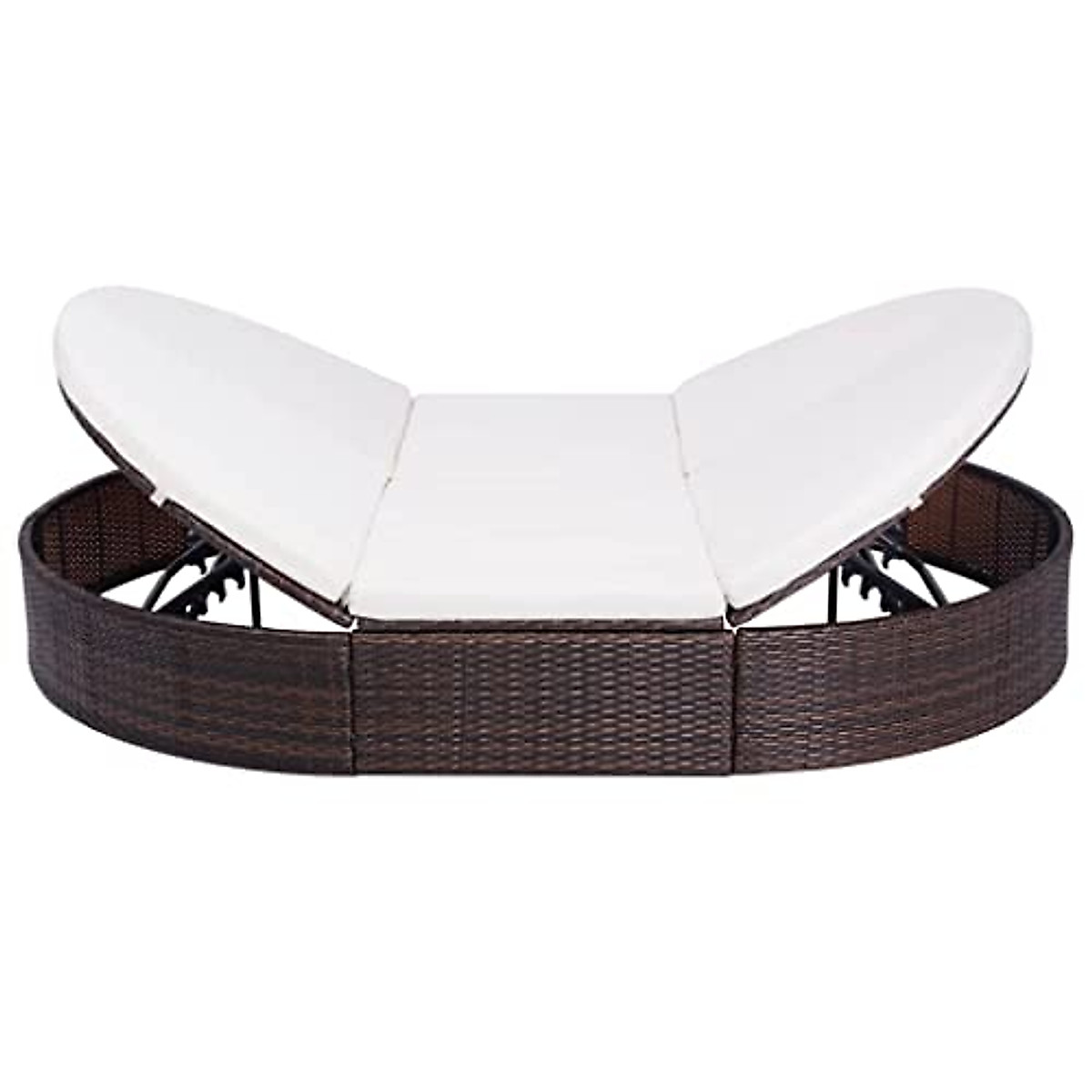 imasay Patio Lounge Bed with Cushion Poly Rattan Brown for Outdoor,Outside,Patio,Garden,Beach,Lawn,Sunbathing,Tanning,Pool,Adjustable Reclining Lounge Chairs