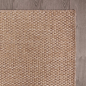 CAMILSON Easy Jute Rug 9x12, Indoor Outdoor Natural Color Farmhouse Area Rugs for Living Room Patio and Kitchen Rug, Solid Boho Woven Design, Easy-Cleaning, Washable Outside Carpet Alfombras (9 x 12)
