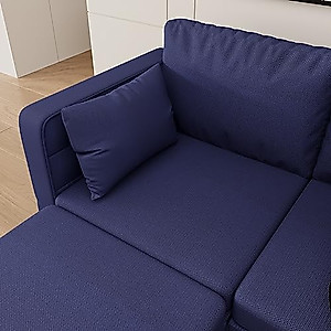 Xshelley Modular Sectional Sofa Couch with Storage Seat, U-Shaped Sectional Sofa with Lounge Chaise & Movable Ottoman, Living Room Furniture Sets (Blue)