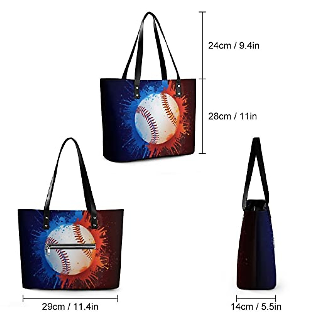 Womens Handbag Baseball Ball Softball Leather Tote Bag Top Handle Satchel Bags For Lady