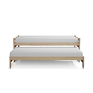 Twin XL Over Twin Size Bed Pennsylvania Wooden Wheeled Platform Bed Solid Pine Wood with Casters Unfinished with Wooden Slats Mattress Support/No Box Spring Needed – Two Beds Set