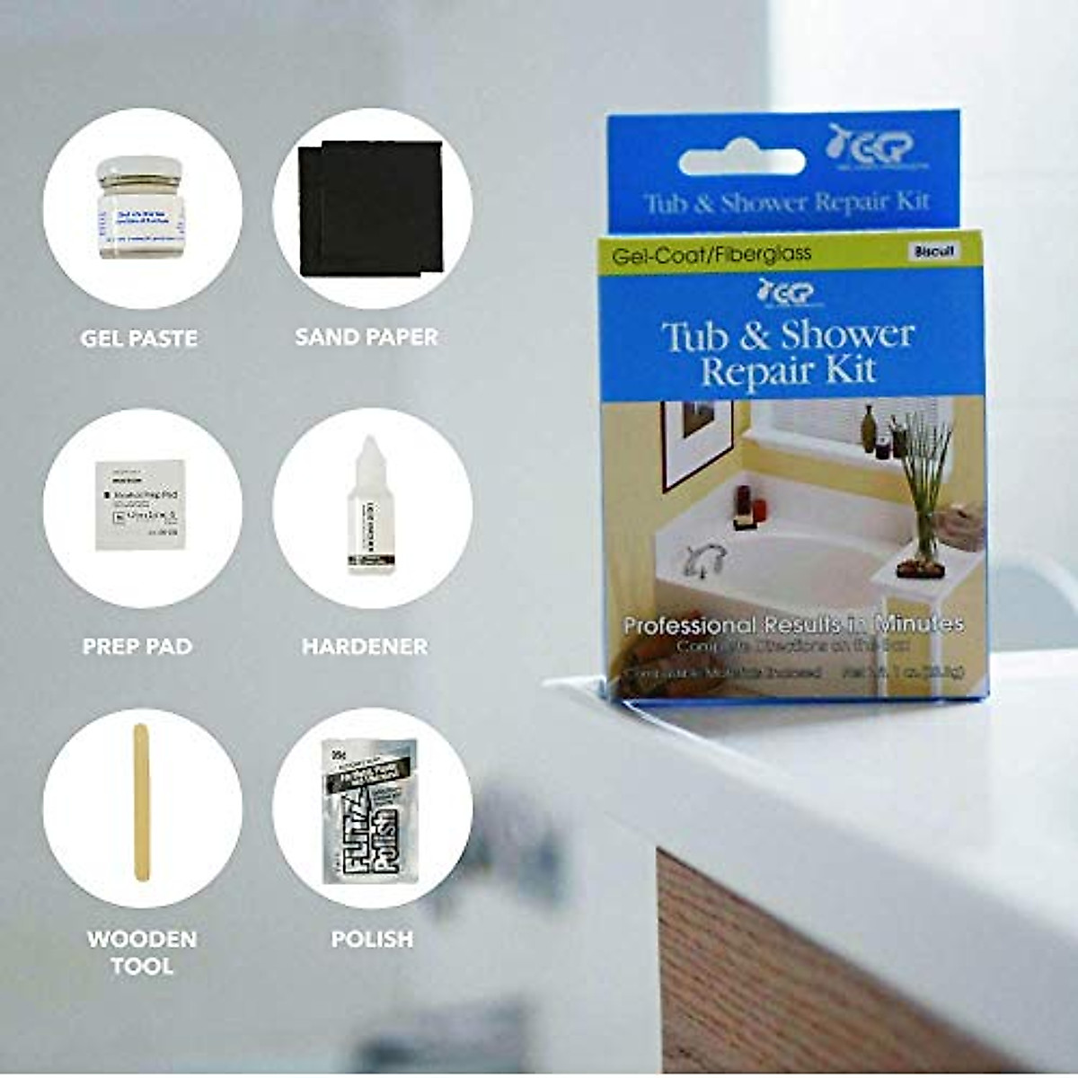 Gelcoat Products 58-204 Tub and Shower Repair Kit-Biscuit