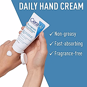CeraVe Therapeutic Hand Cream for Dry Cracked Hands With Hyaluronic Acid and Niacinamide | Fragrance Free 3 Ounce