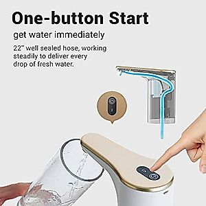 Water Bottle Pump, 5 Gallon Water Dispenser Pump, Universal USB Charging Portable Water Drinking Water Pump for 2-5 Gallon Bottle, Portable Electric Water Jug Pump