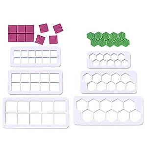 HONGYUNoH 12 Pieces Cake Mold Cookie Fondant Cutters, Geometric Biscuit Cutters Embossing Square and Hexagon Fish Scale for Birthday Cupcake Decorating, White (kg11)