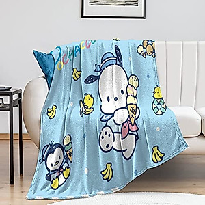 Ladycute P0ch-acc0 Flannel Throw Blanket Cozy Fluffy Prevent Pilling Resist Wrinkles for Bed Living Room Couch Chair Travel 40"x50"