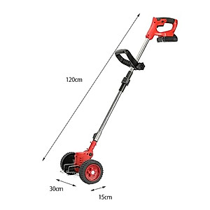 Hesitroad Electric Lawn Mower, Multifunctional Rechargeable Weed Eater Telescopic Rod D-Shaped Handle Grass String Trimmer Cordless Lightweight Bush Cutter for Garden 24V 2000mAh Battery Supply Red