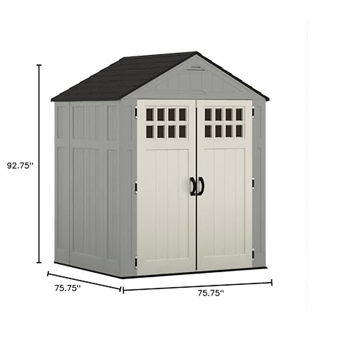 Suncast Everett 6' x 5' Heavy-Duty Resin Outdoor Storage Shed with Pad-Lockable Double Doors and Windows, All-Weather Shed for Yard Storage, Dove Gray