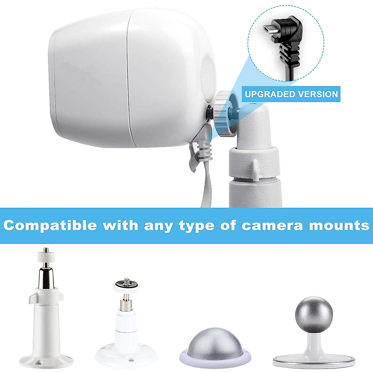 10FT Weatherproof Outdoor Power Cable for Arlo Pro and Arlo Pro 2 with Quick Charge 3.0 Power Adapter Compatible with Arlo Pro, Arlo Pro 2, Arlo Go, Other Home Camera (Micro USB), 1 Set, Black