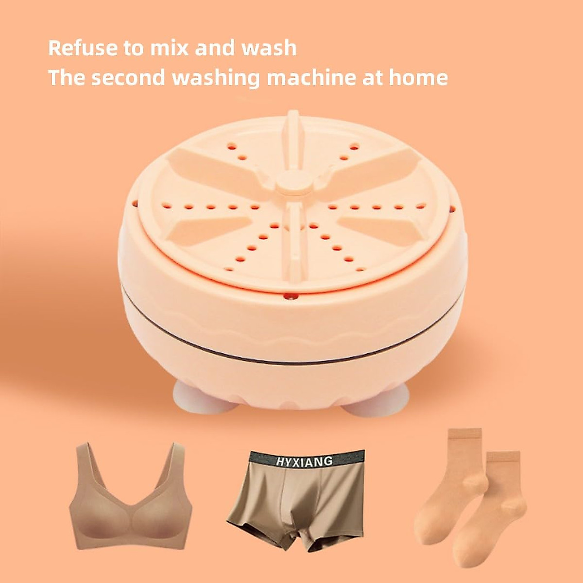 Portable Washing Machine，Ultrasonic Mini Multifunctional Washing Machine，Fully Automatic Turbine Mobile Cleaning Machine，Suitable for Travel, RV, Camping, Home or Apartment Laundry Used (Pink)