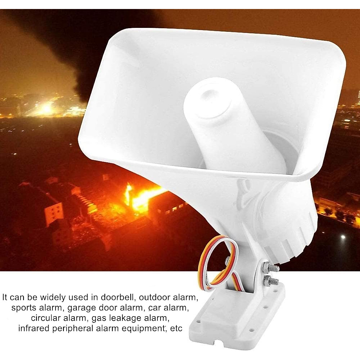 KLLsmDesign Alarm Dual Tone Wired Horn Siren with Bracket,130DB Loud Voice Warning System for Car Truck Home Doorbell Security Anti-Thief Indoor and Outdoor